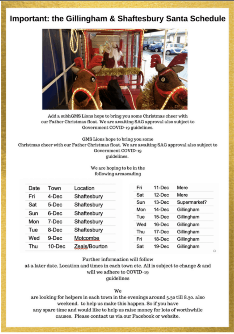 Santa Schedule - The BV
