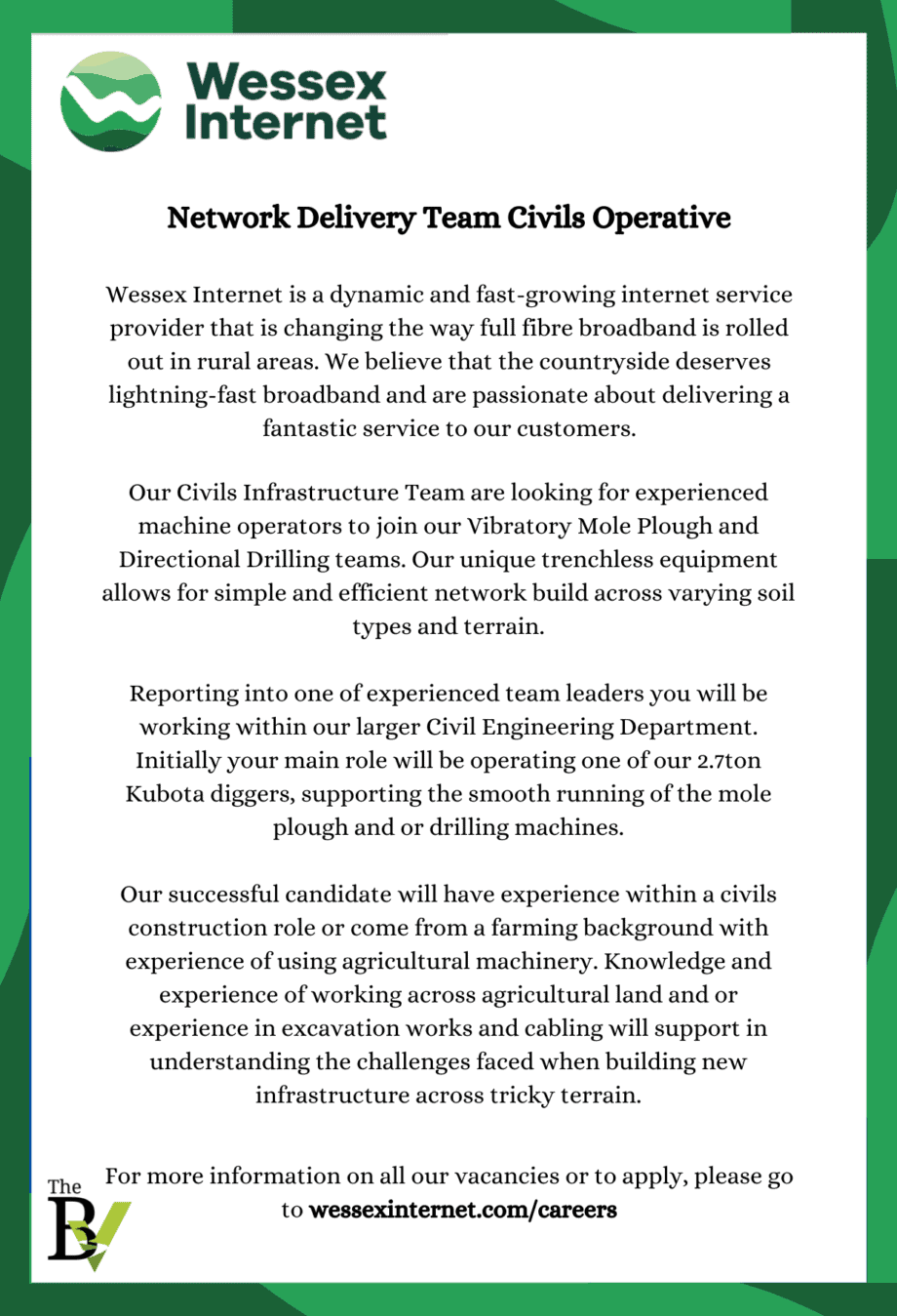 Network Delivery Team Civils Operative | Wessex Internet - The BV