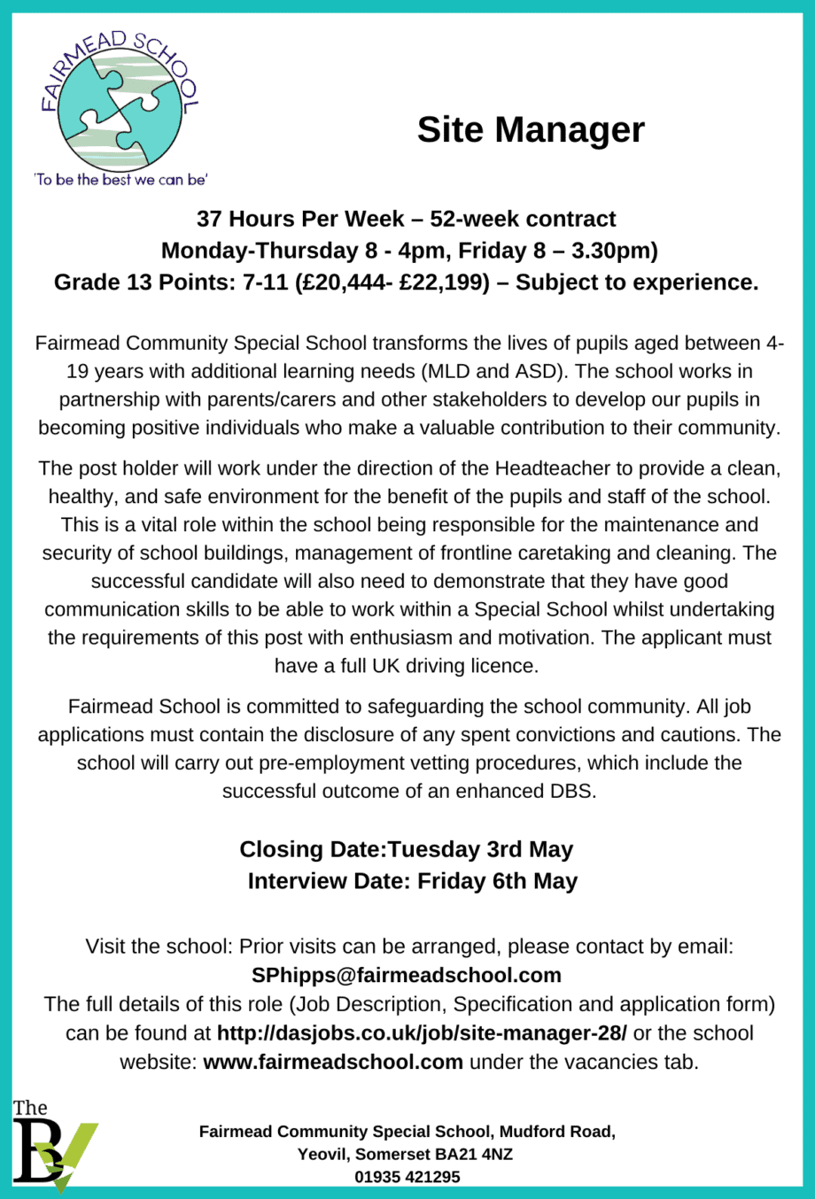 Site Manager | Fairmead Community Special School - The BV